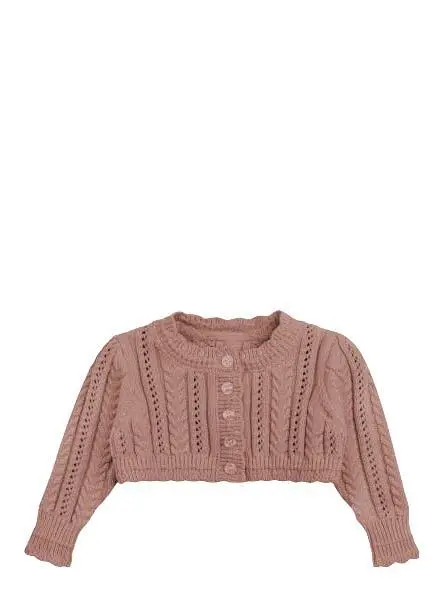 ELY'S & CO. Cable Pointelle Cardigan - Mauve