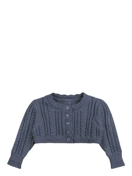 ELY'S & CO. Looms Cable Pointelle Cardigan - Blue
