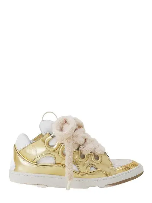 LANVIN Curb Metallic Leather Sneakers - Gold
