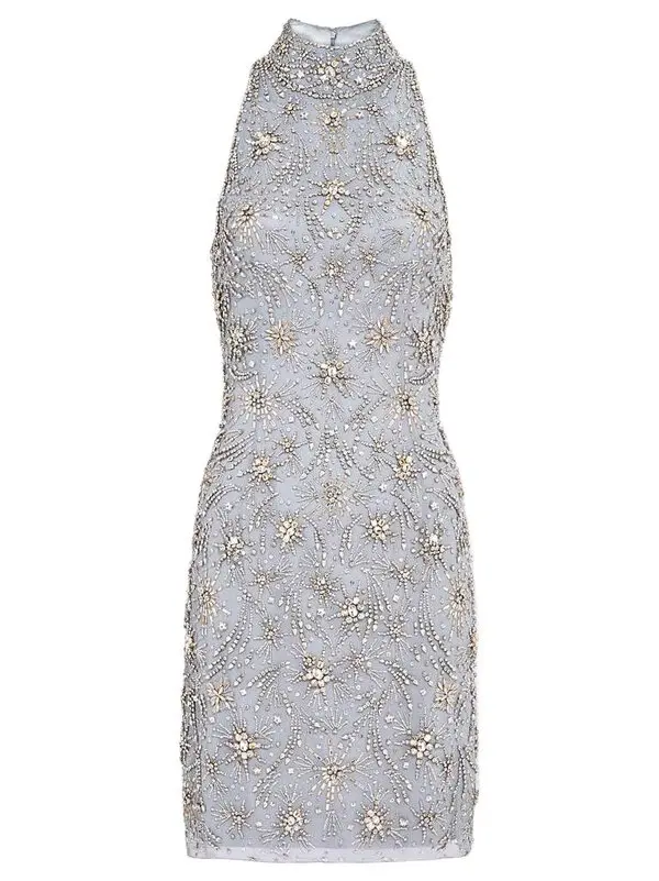 Jenny Packham Starry Night Embellished Mini Dress - Steel Blue