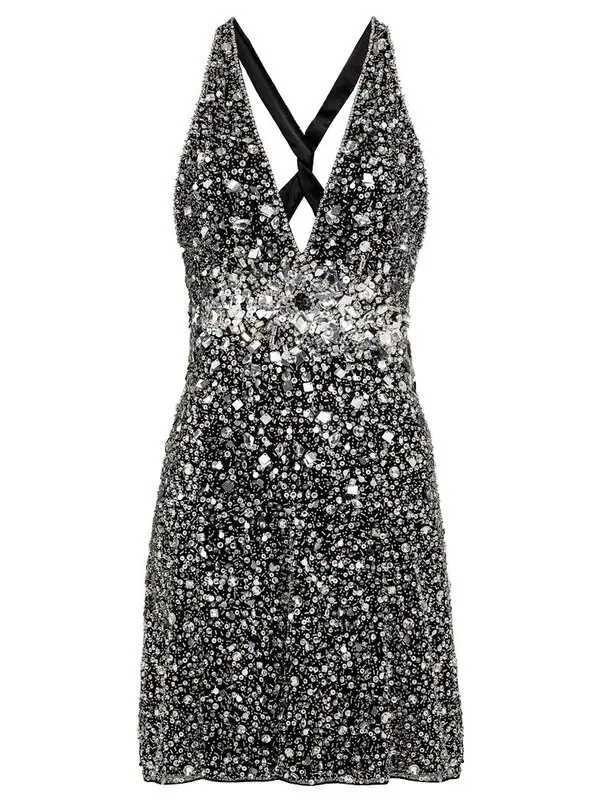 Jenny Packham Embellished Mini Dress - Liquorice