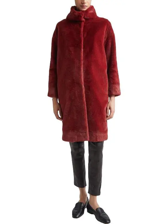 Herno Faux Fur Coat - Burgandy