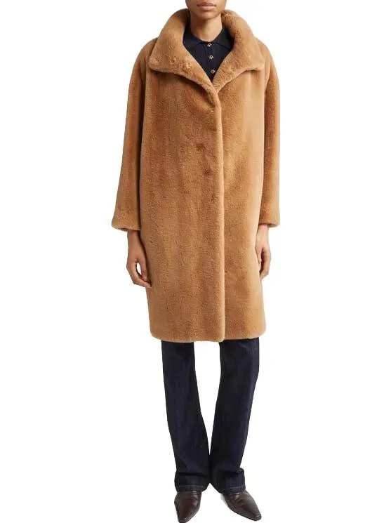 Herno Faux Fur Coat - White/camel