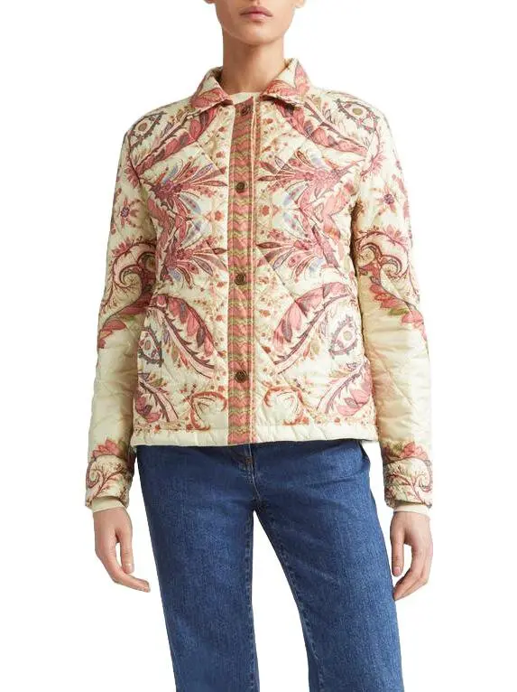 Etro Paisley Quilted Barn Jacket - Off White Print