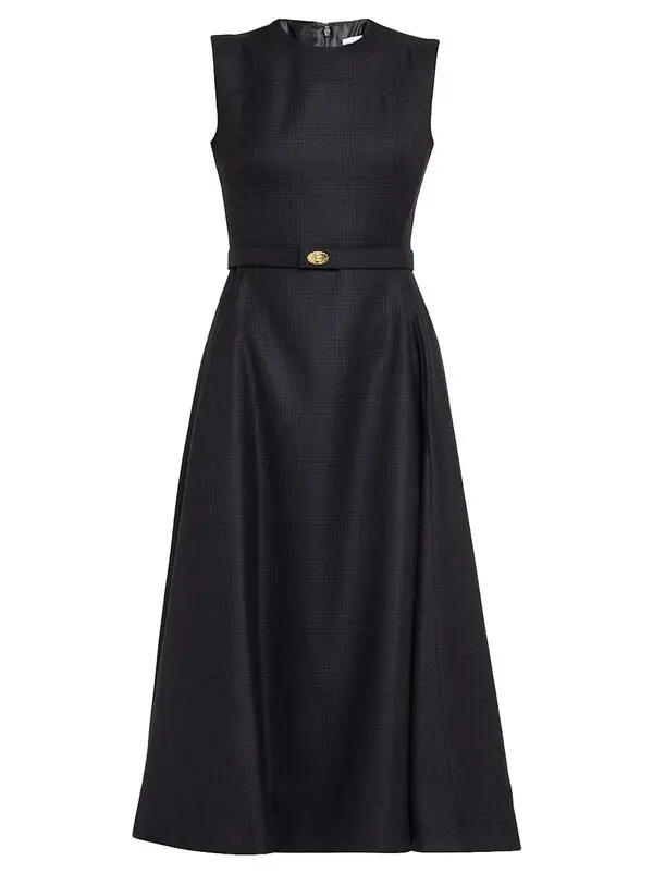 Burberry Prince Of Wales Belted Midi Dress - Tarmac G/d