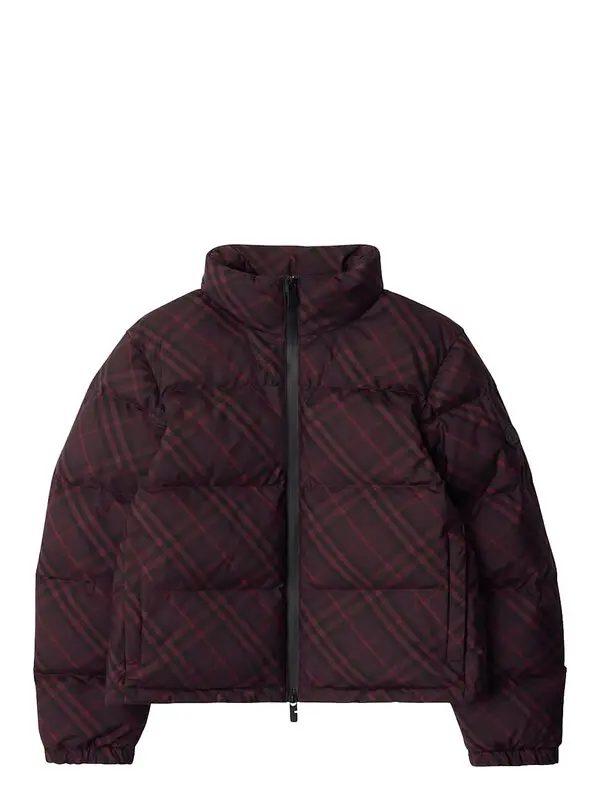 Burberry Ambleside Check Puffer Jacket - Wine Red