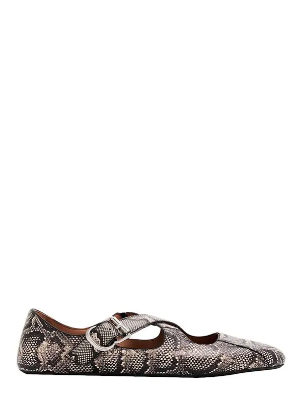 Alaïa Crisscross Snakeskin Ballerina Flats - Animal Print