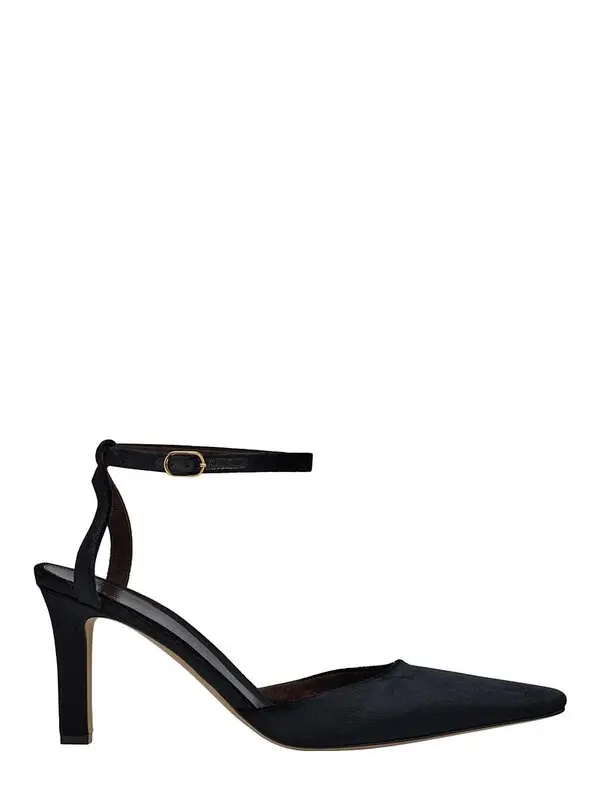 THE ROW Carla Velvet Ankle-strap Pumps - Black