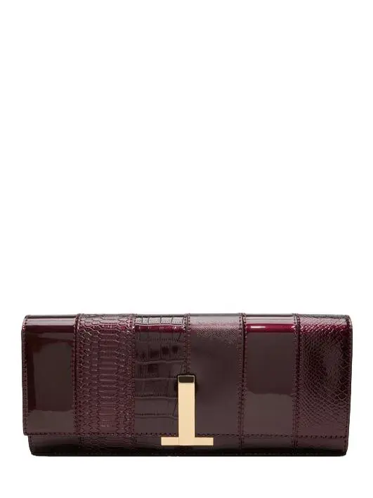 Aldo Faux Leather Clutch With Chain Strap - Purple