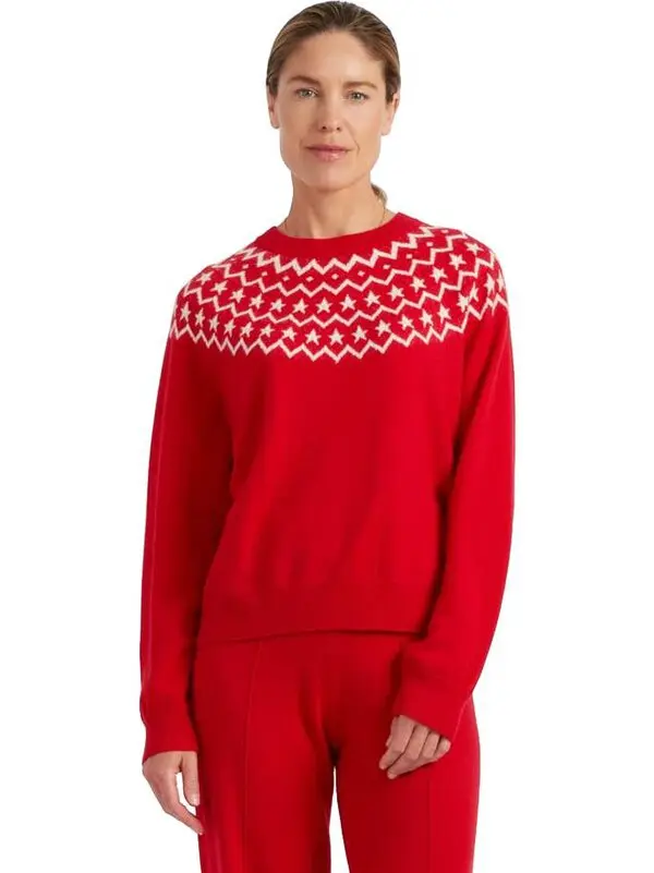 Chinti & Parker Wool Cashmere Star Yoke Sweater - Velvet Red