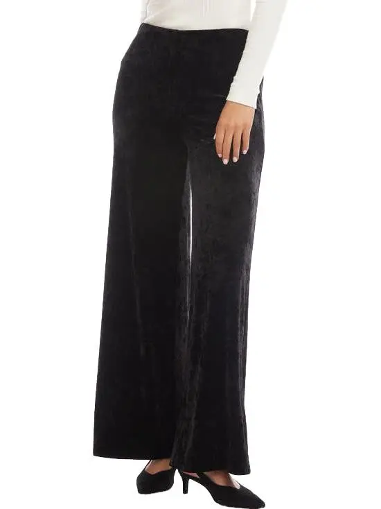 Karen Kane Crushed Velvet Ankle Wide Leg Pants - Black