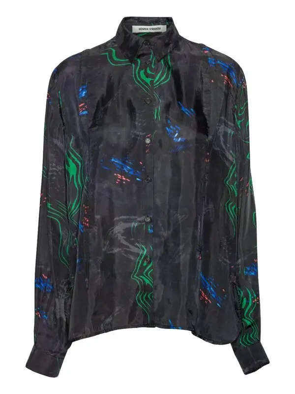 Henrik Vibskov Printed Long-sleeved Shirt - Black