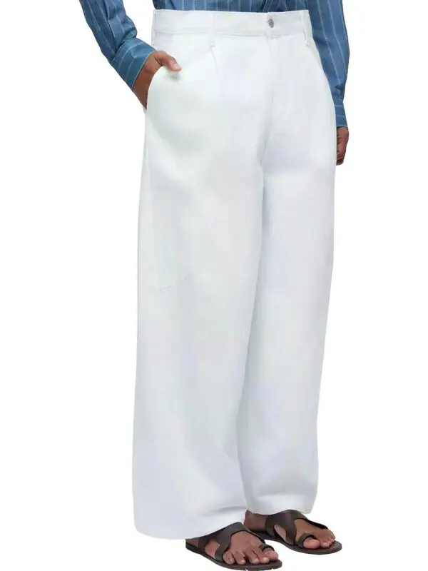 OSKLEN Button-fastening Wide-leg Trousers - White