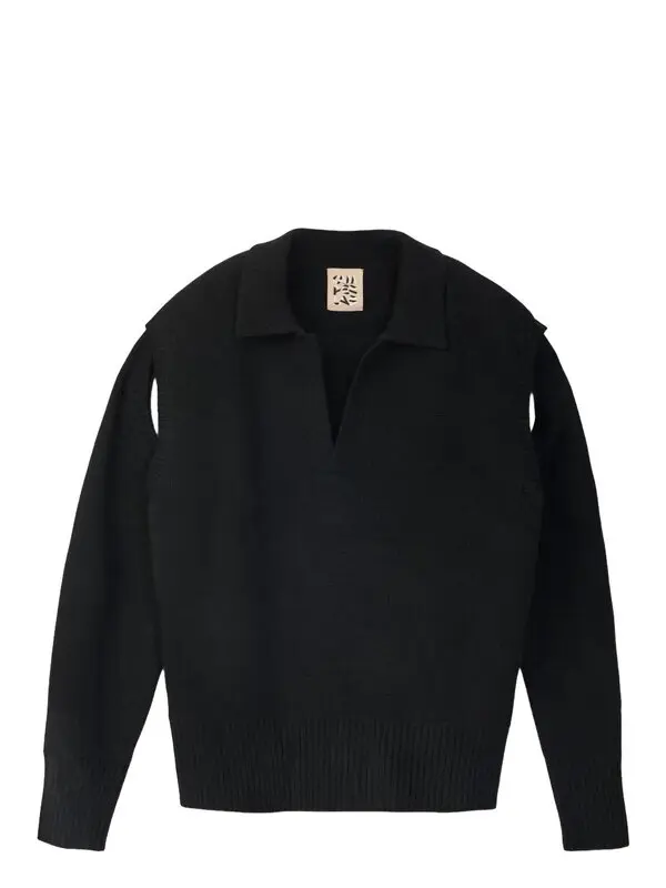 Camper Polo-neck Split-sleeves Sweater - Black