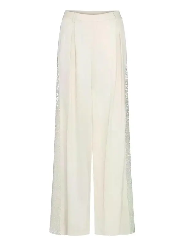TWP Sequin-detailed Pleated Trousers - White