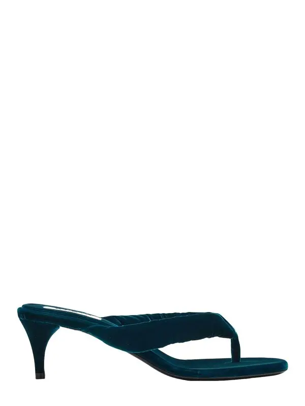 Alaïa Velvet Kitten-heel Thong Sandals - Petrole
