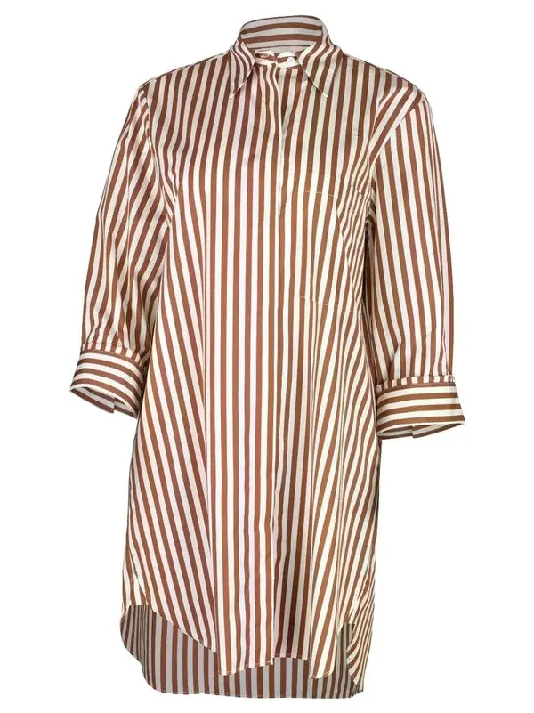 TWP Striped Shirt Dress - Brown