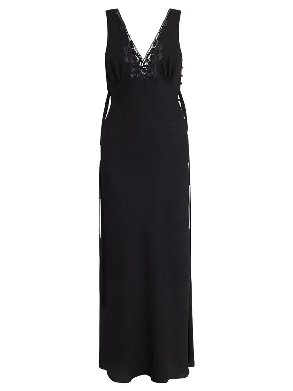 Chloé Silk Jacquard & Lace Column Dress - Black