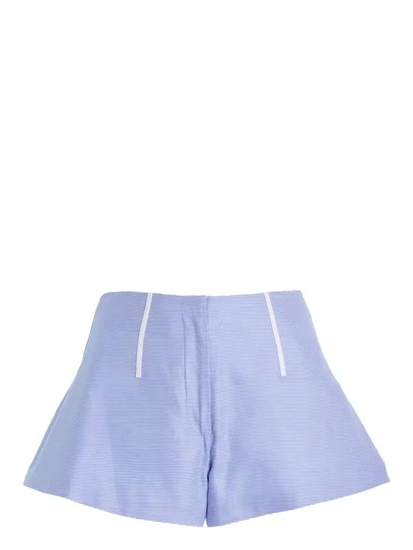 Brandon Maxwell Cricket Boning-detailed Cotton Mini Shorts - Light Blue