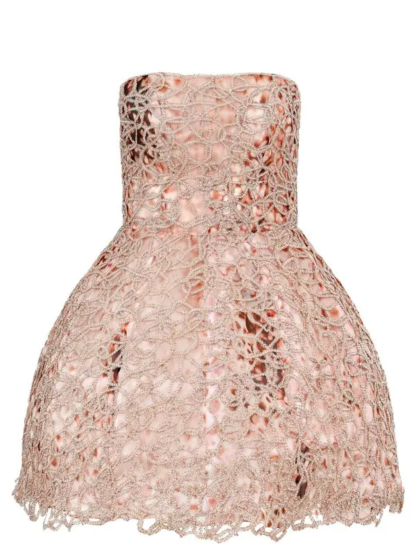 FRANCESCA MIRANDA Peony Embroidered Mini Dress - Pink