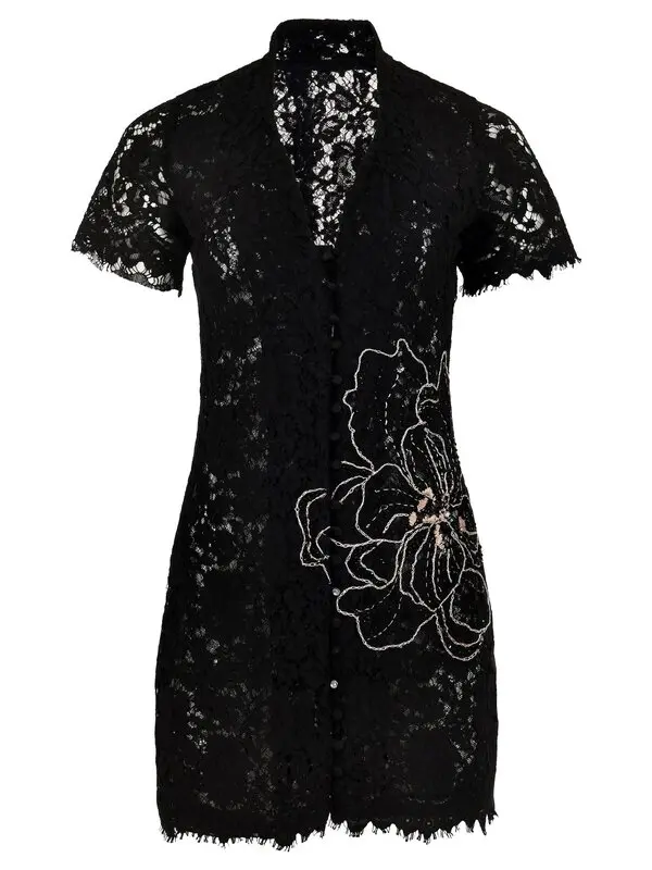 FRANCESCA MIRANDA Moonlace Embroidered Mini Dress - Black