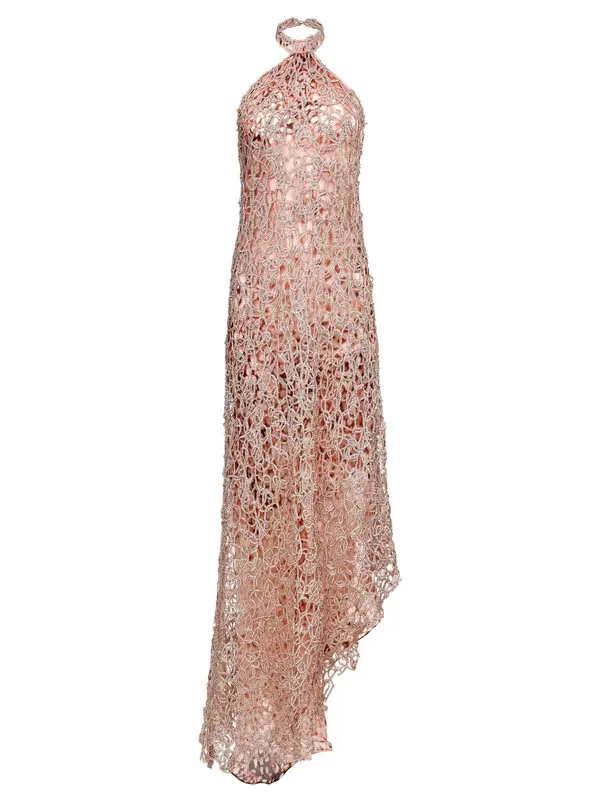 FRANCESCA MIRANDA Rose Chain Embroidered Dress - Pink