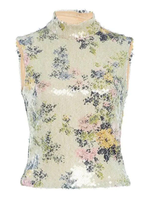 Brandon Maxwell The Piper Embellished Tank Top - Floral