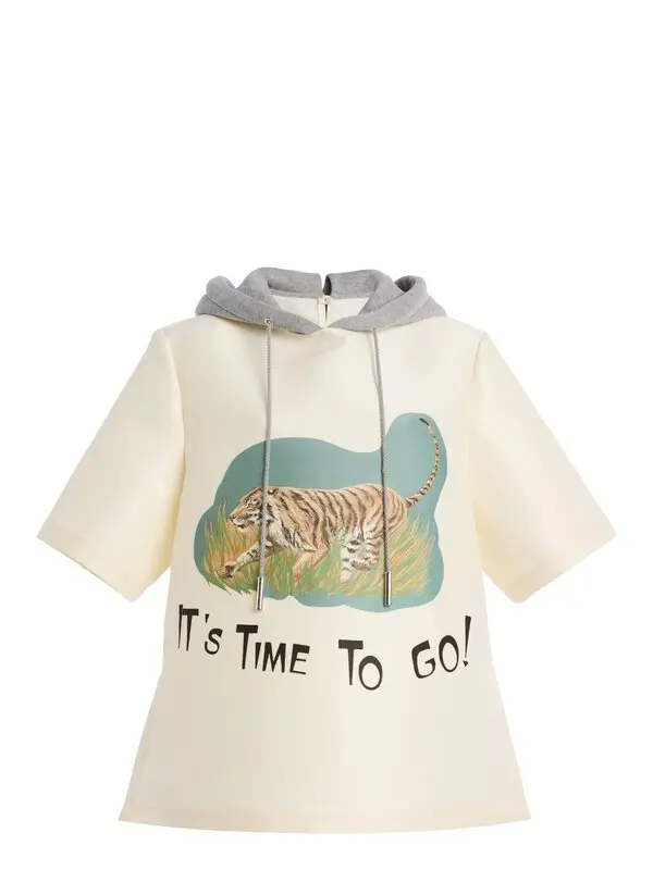 Brandon Maxwell The Aine Hooded Wool-silk Top - Multi