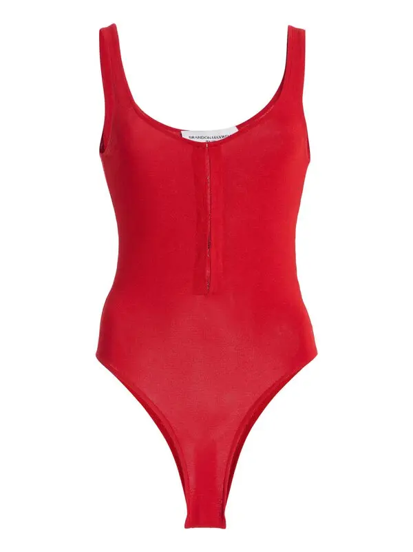 Brandon Maxwell The Scarlett Knitted Bodysuit - Red