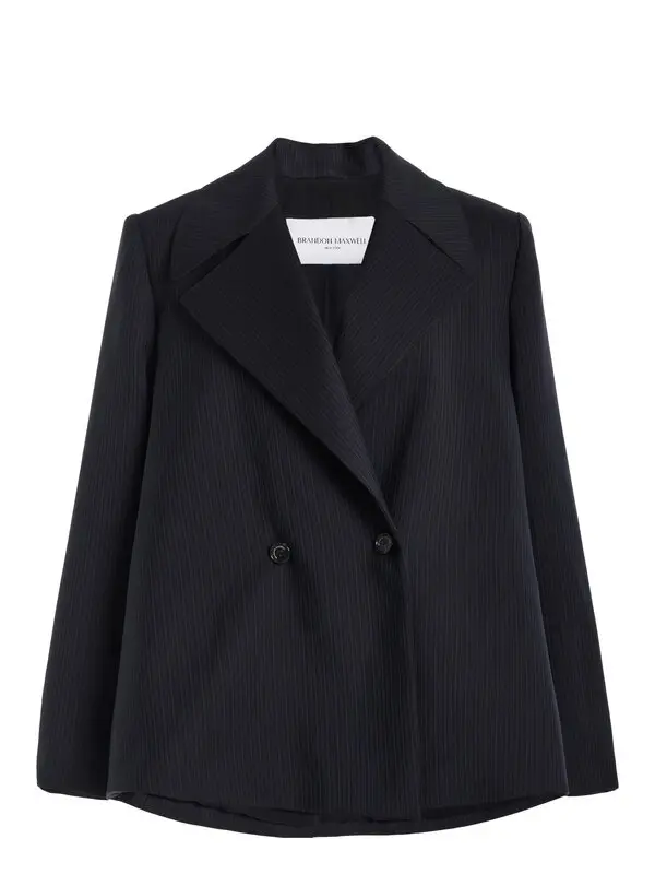Brandon Maxwell The Haven Trapeze Wool-blend Blazer - Navy