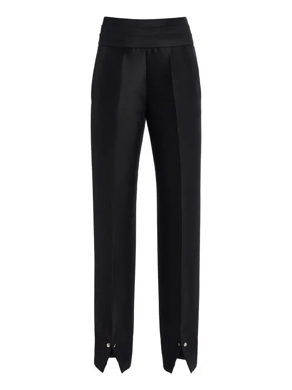 Brandon Maxwell The Beatrix Cufflink-detailed Straight-leg Pants - Black