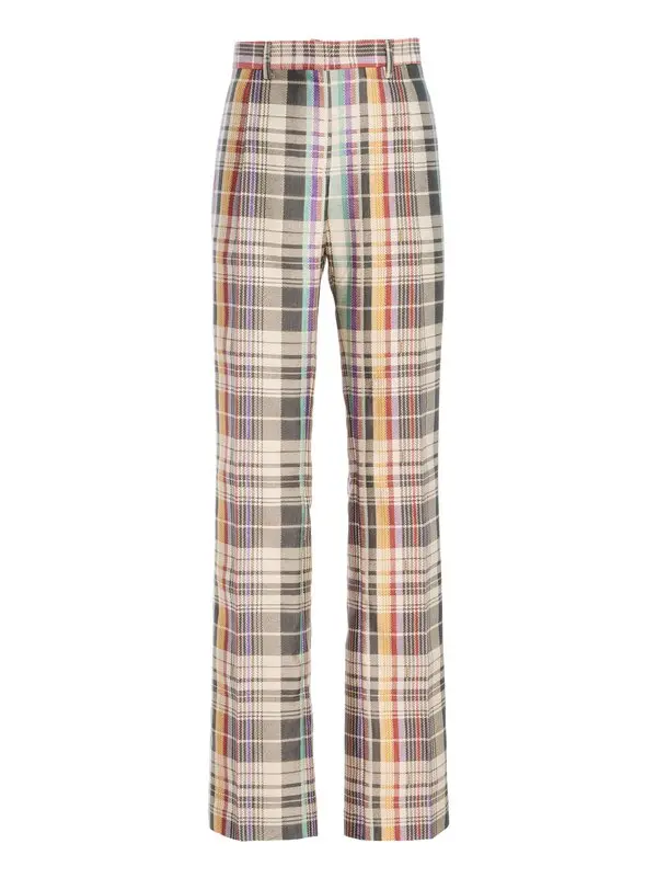 Brandon Maxwell The Anja Wool-silk Mikado Wide-leg Pants - Plaid