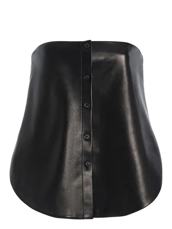 Brandon Maxwell Shea Strapless Leather Top - Black