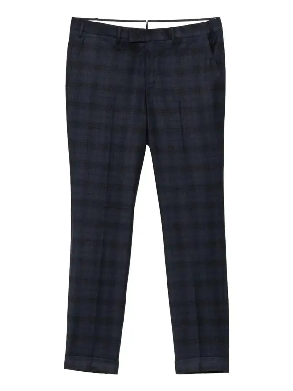 PT TORINO Master Straight-leg Wool Check Trousers - Blue