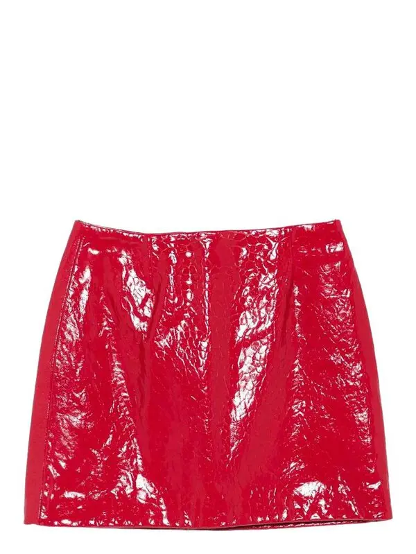 CASSELL Mini Lucid Leather Skirt - Red