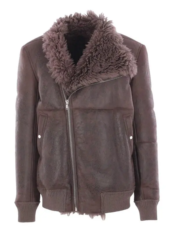 Rick Owens Shearling Bomber Jacket - Darkdust