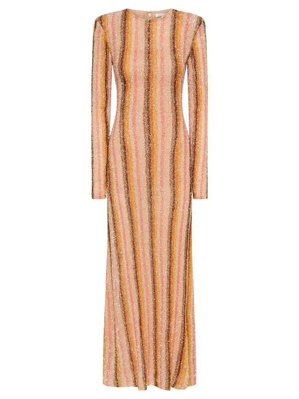 Rachel Gilbert Isadora Striped Sequin Tulle Dress - Pink