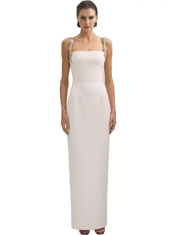 Rachel Gilbert Franca Floral-crystal Strap Gown - White