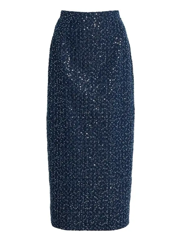 Michael Kors Sequined Denim Pencil Skirt - Blue