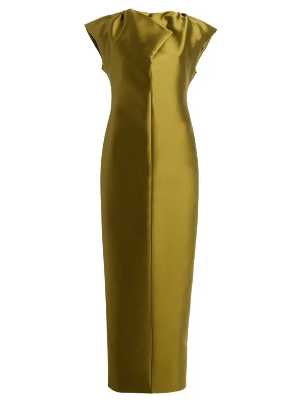 Christopher John Rogers Peel Silk-wool Maxi Sheath Dress - Green