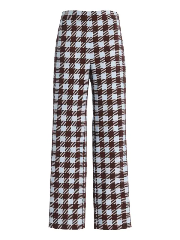 Oscar De La Renta Gingham Wool-blend Wide-leg Trousers - Plaid