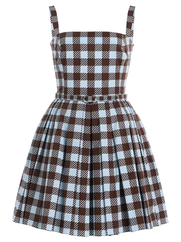 Oscar De La Renta Gingham Sleeveless Mini Dress - Plaid