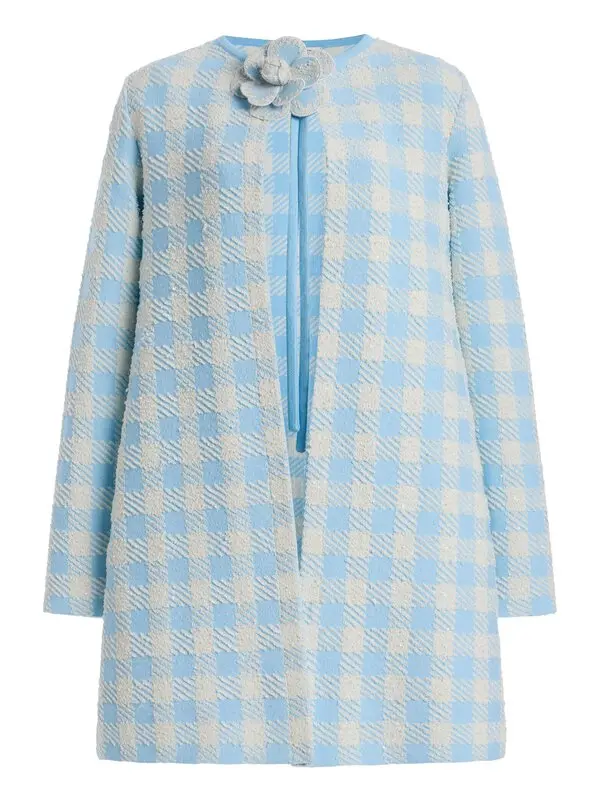 Oscar De La Renta Flower Detailed Gingham Coat - Plaid
