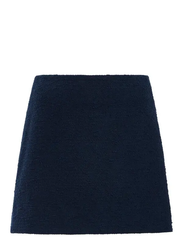 Oscar De La Renta Mid-rise Tweed Mini Skirt - Navy