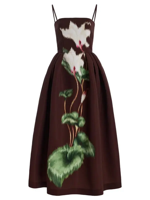Oscar De La Renta Cyclamen Faille Midi Dress - Brown