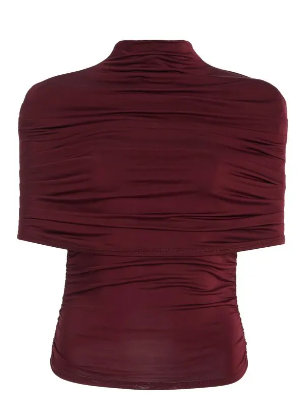 Lapointe Ruched Jersey Top - Burgundy