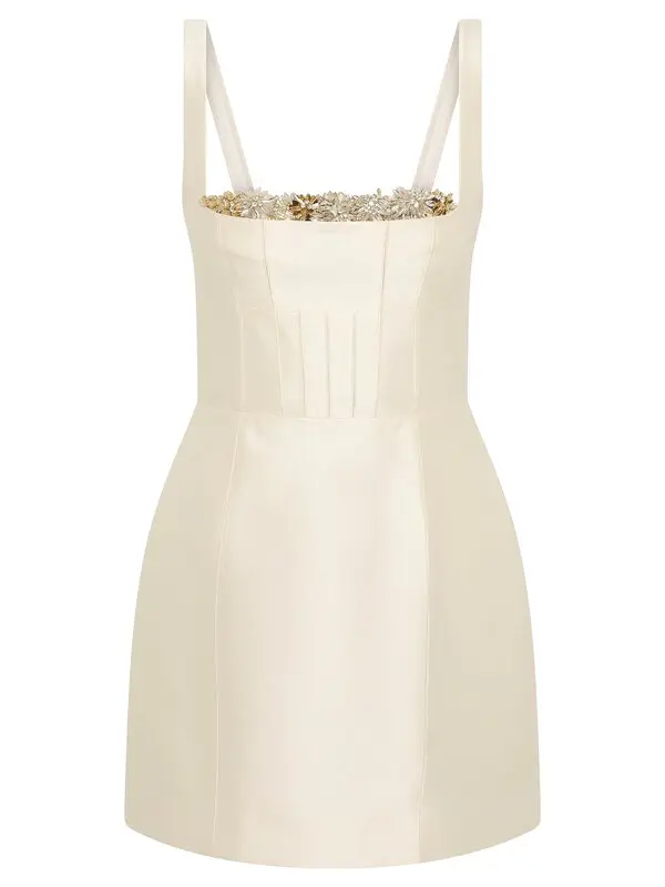 Rachel Gilbert Ludovica Embellished Wool-silk Mini Dress - Ivory