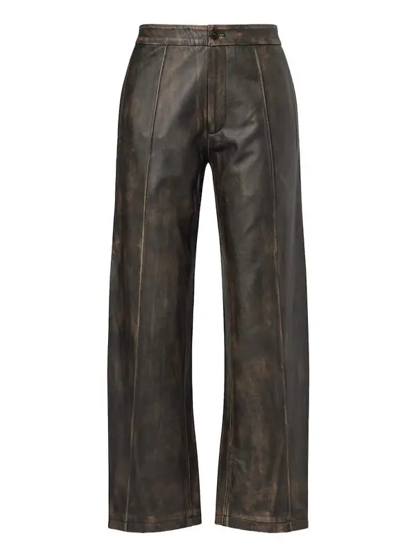 JACQUES WEI High-rise Wide-leg Leather Pants - Brown