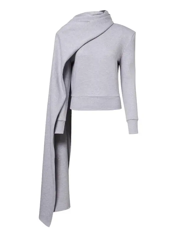 Magda Butrym Scarf-detail Cotton-blend Sweatshirt - Grey