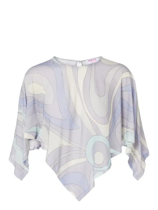 Emilio Pucci Orchidee Asymmetric Wool-blend Crop Top - Purple